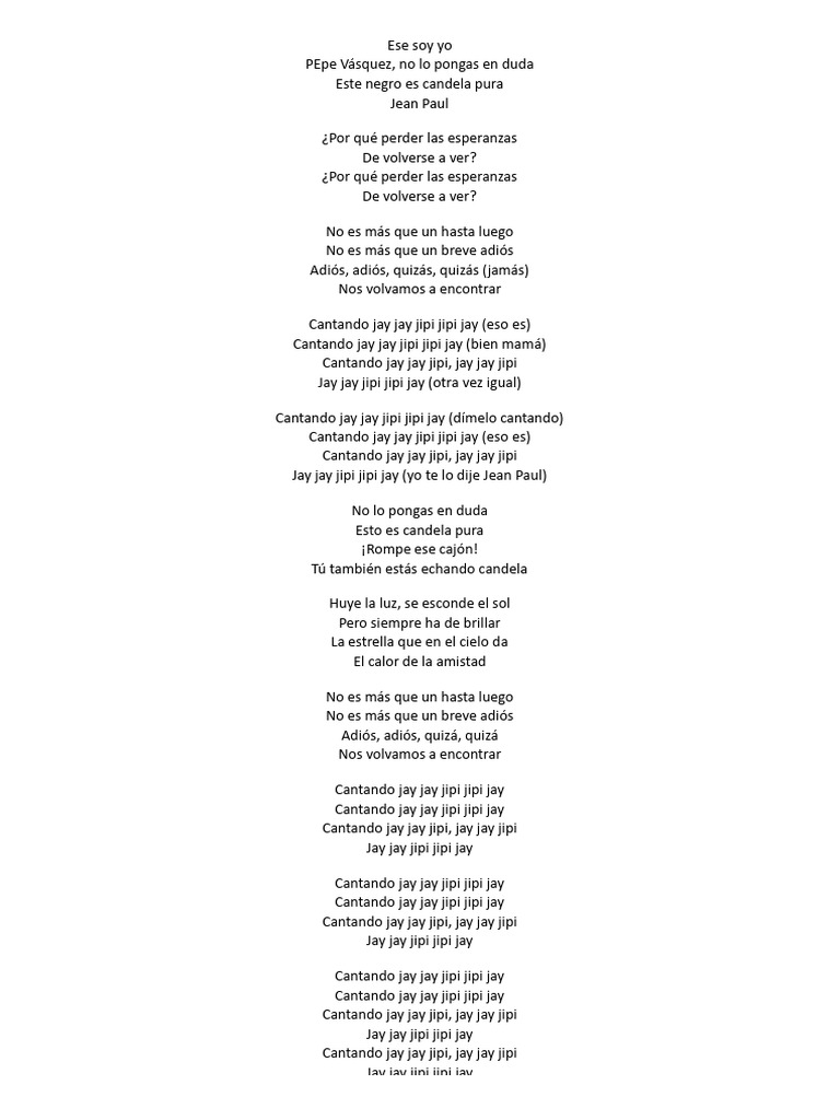 Letra de "Jipi Jay" de Pepe Vásquez | PDF
