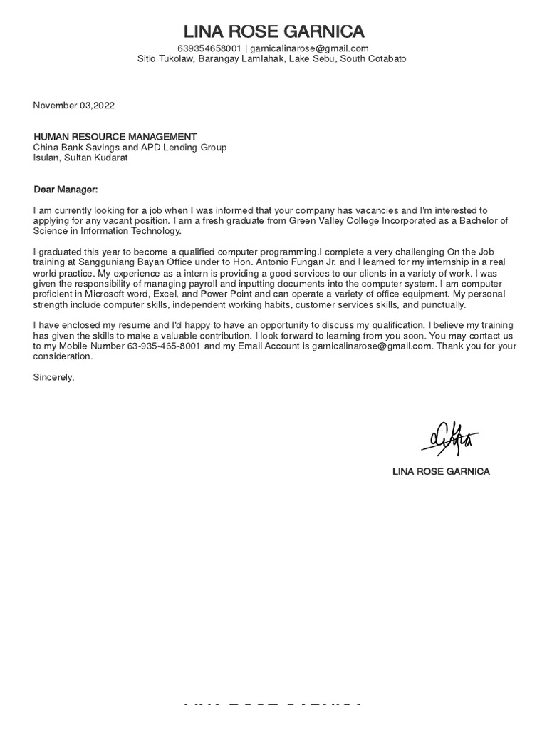 Application Letter and Resume | Download Free PDF | Cognition