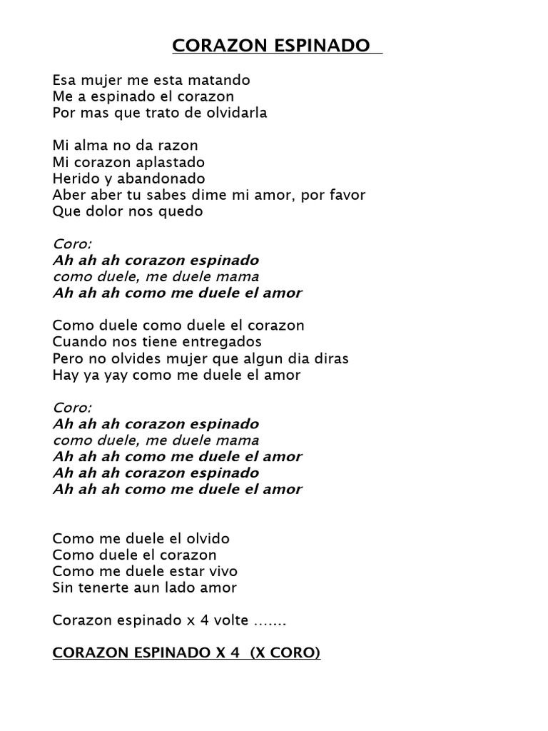 Corazon Espinado Testo | PDF