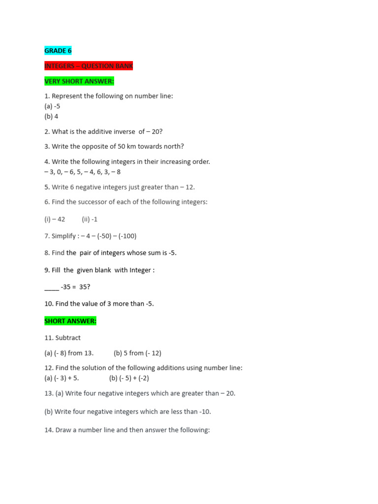 GR 6 (QB) CH-6 | PDF | Integer | Numbers GR 6 (QB) CH-6 | PDF | Integer | Numbers