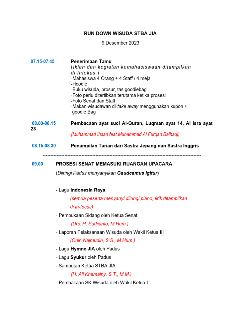 Run Down Wisuda | PDF