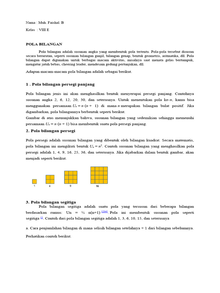 Pola Bilangan dan Garis Lurus | PDF