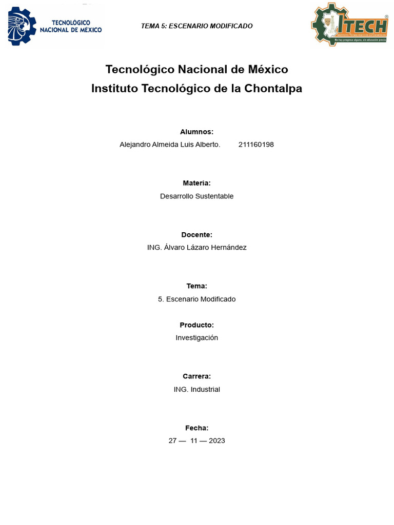 Tema 5 Escenario Modificado Pdf Sustentabilidad Desarrollo Sostenible