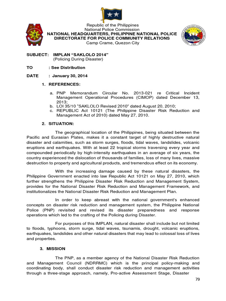 IMPLAN 2014 SAKLOLO Policing During Disaster | PDF | Emergency ...
