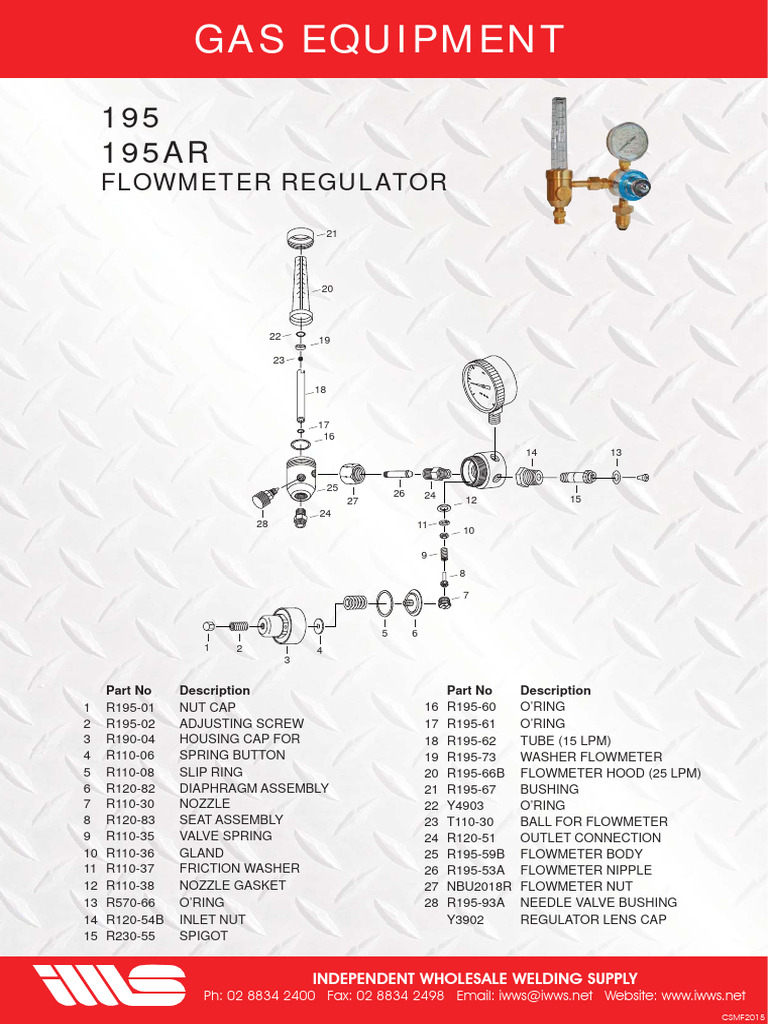 195 and 195ar Flowmeter Regulator Breakdown | PDF | Valve | Flow ...