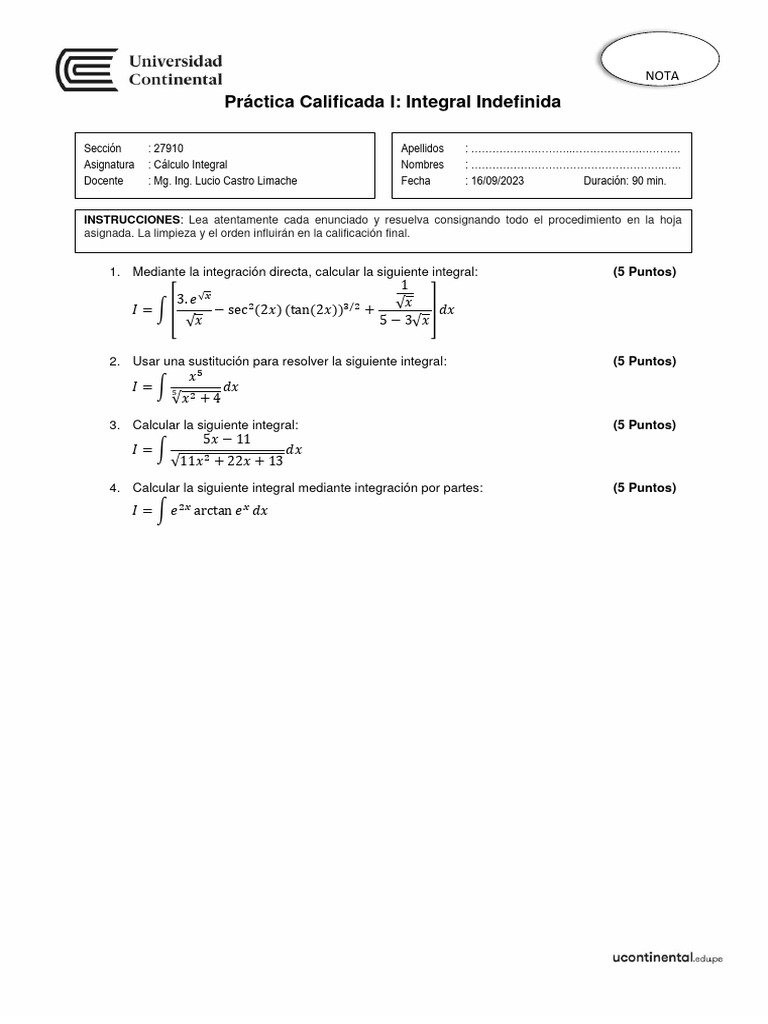 Práctica Calificada 01 - 27910 | PDF