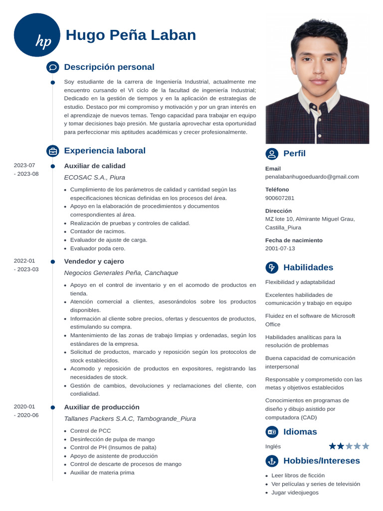 CV - Hugo Eduardo Peña Laban | Descargar gratis PDF | Software