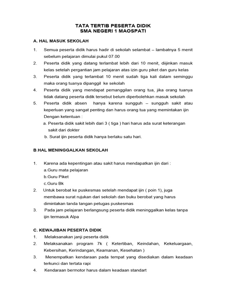 Tata Tertib Peserta Didik New | PDF