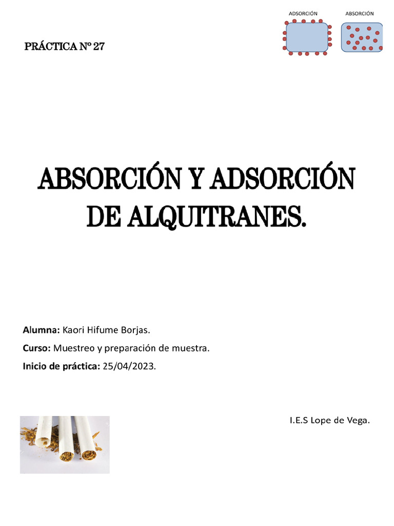 Adsorción y Absorción de Alquitranes. | PDF | Adsorción | Absorción ...
