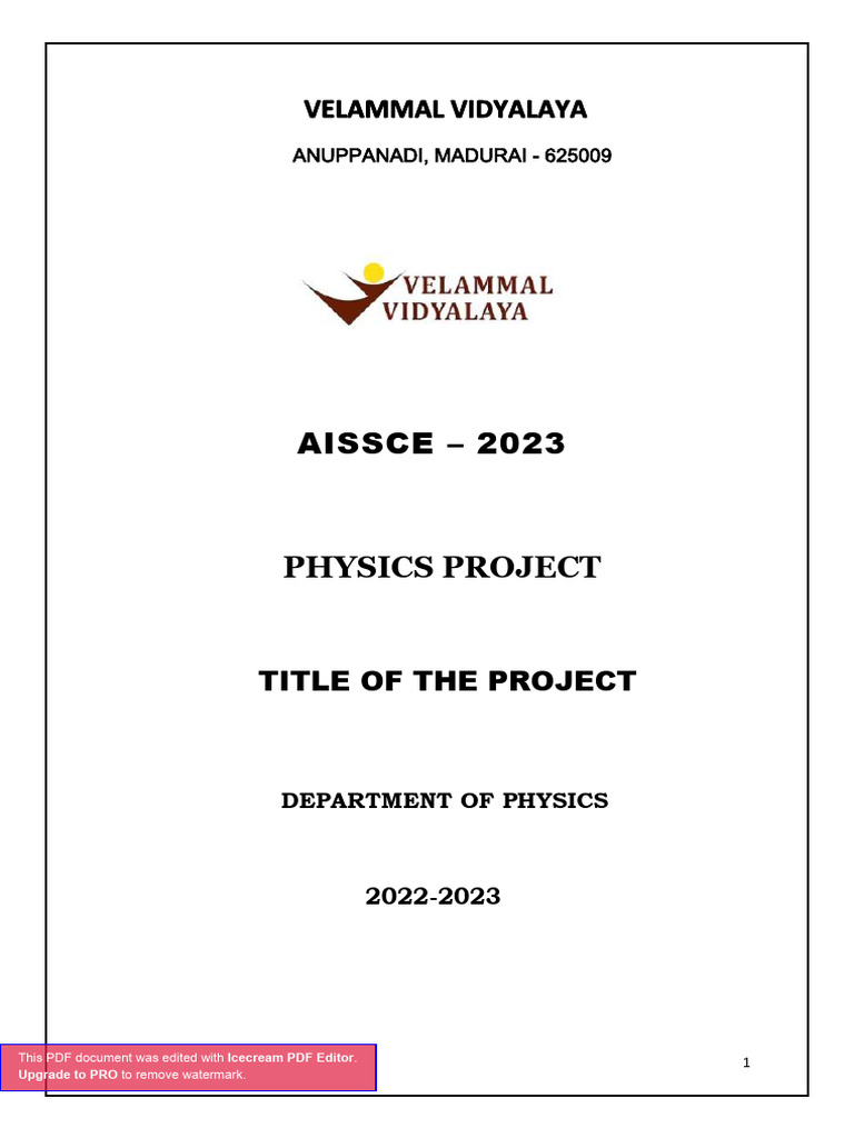 AISSCE - 2023: Velammal Vidyalaya | PDF | Written Communication