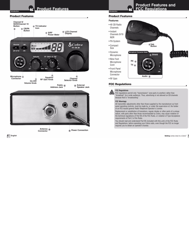Manual de Usuario Cobra 19 DX IV (11 Páginas) | PDF | Radio | Microphone