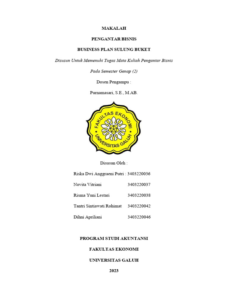 Business Plan Sulung Buket | PDF