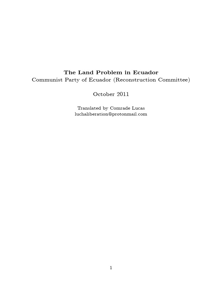 Land Tenure and Inequality in Ecuador | PDF | Communism | Interest