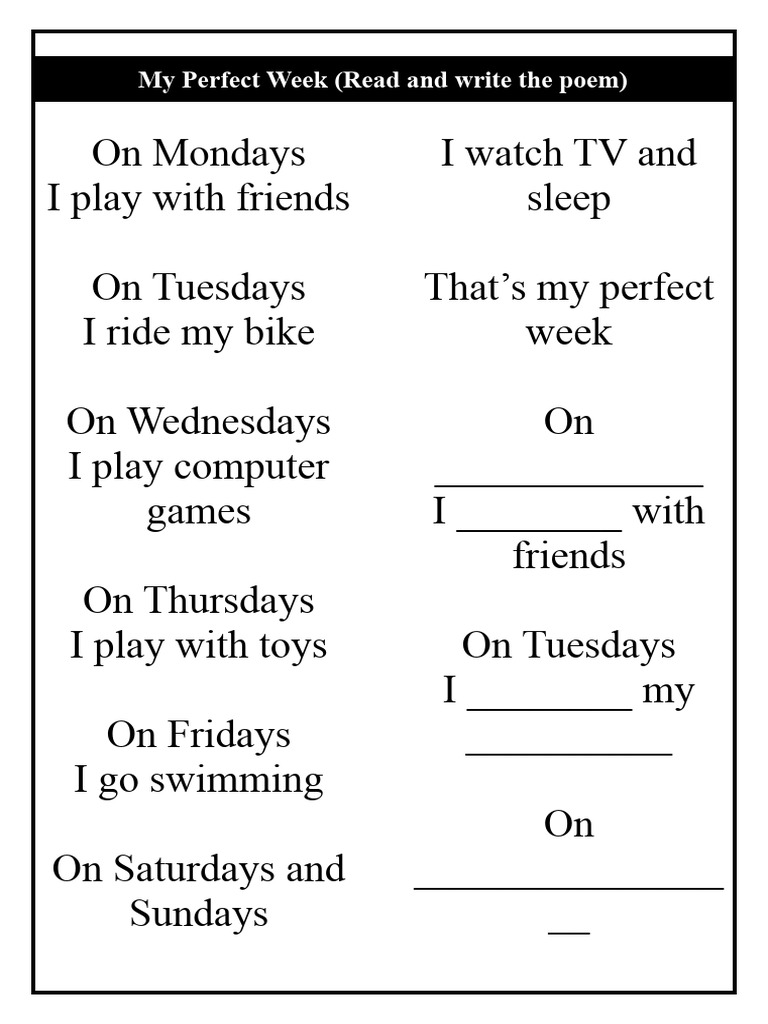 07 My Perfect Week Poem | PDF