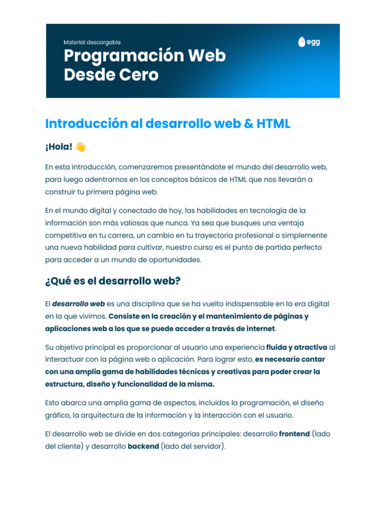 01 - Introducción Al Desarrollo Web & HTML | PDF | HTML | Red mundial