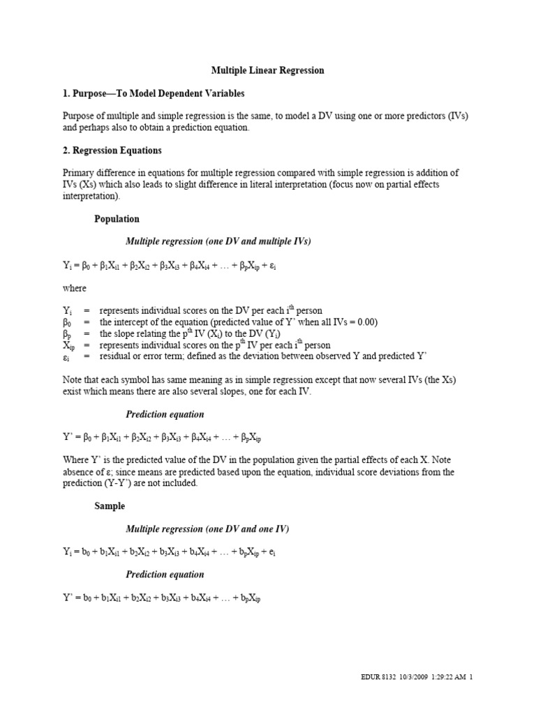 EDUR 8131 Notes 8b Multiple Regression | PDF | Regression Analysis ...