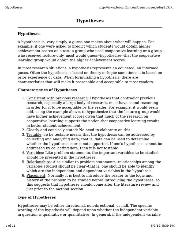 Hypotheses | PDF | Hypothesis | Quantitative Research