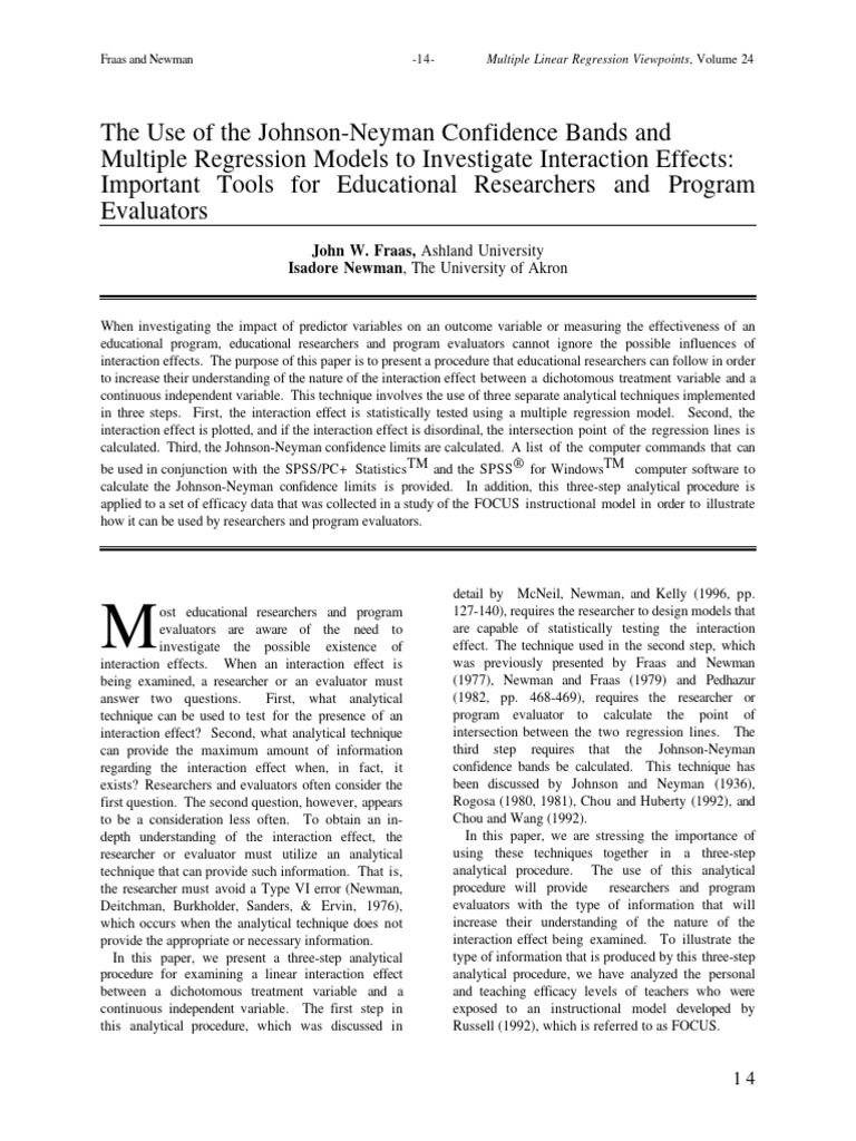 Fraas Johnson Neyman Interaction Procedure | PDF | Regression Analysis | Linear Regression