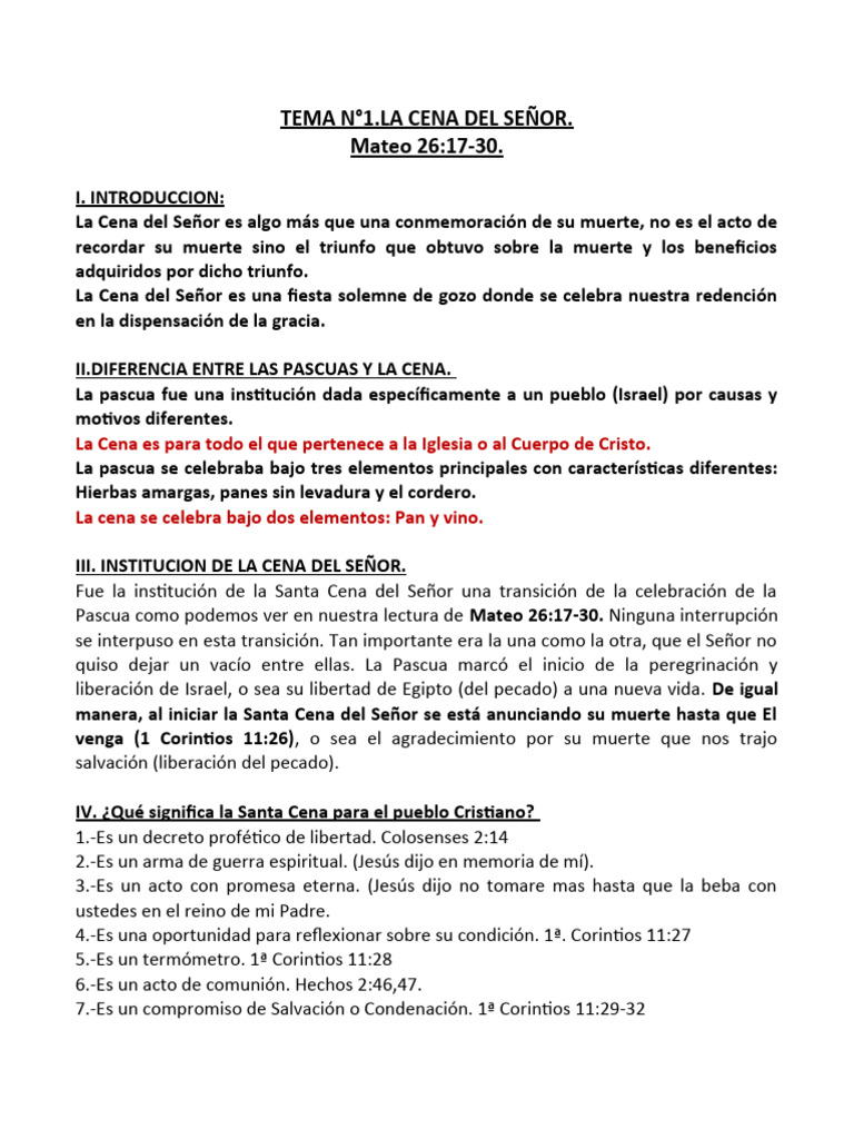 Significado de la Cena del Señor | PDF | eucaristía | Pascua de ...