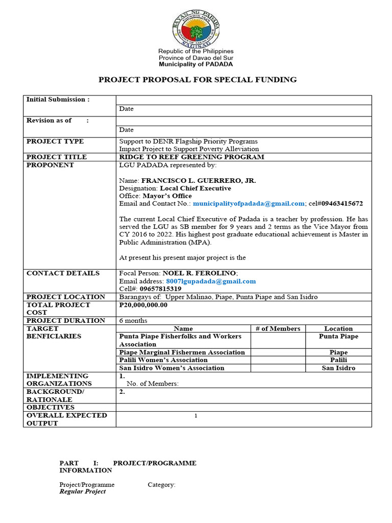 Project Proposal Environmental Protection Program-DeNR | PDF | Climate ...