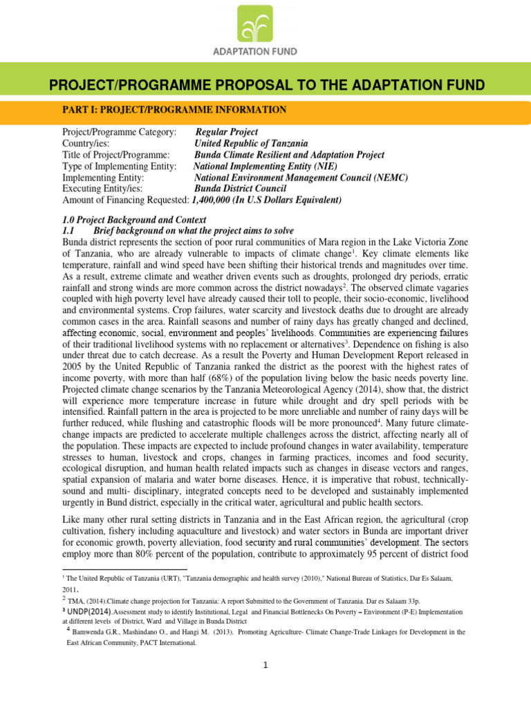 Bunda Climate Resilience Project Proposal | PDF | Climate Resilience ...
