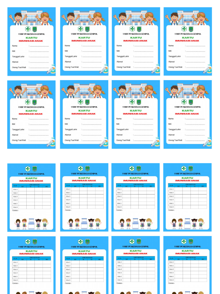 Kartu Bias Cetak - Puskesmas - Imunisasi | PDF