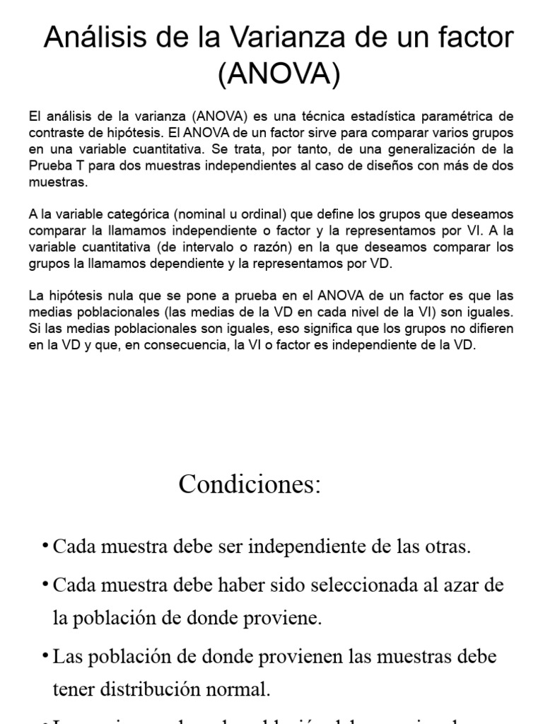 ANOVA de un Factor: Análisis y Ejemplo | PDF | Análisis de variación | Pruebas