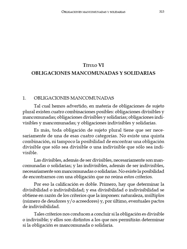 Lectura Obligaciones Mancomunadas y Solidarias | PDF | Pagos | Justicia