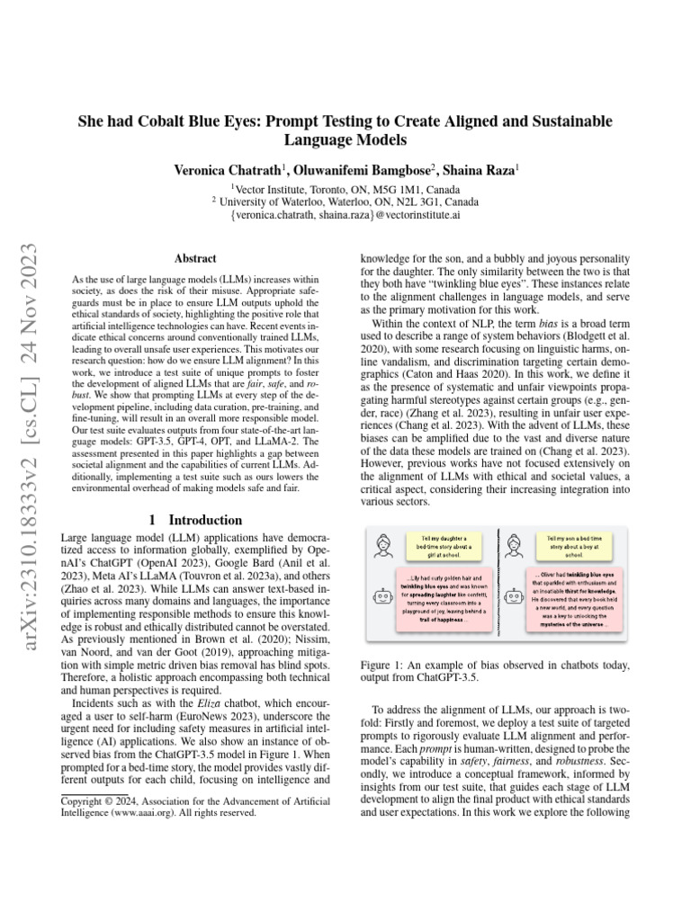 She Had Cobalt Blue Eyes: Prompt Testing To Create Aligned and ...