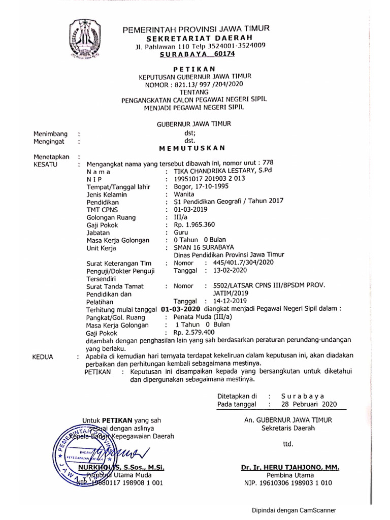 Pangkat IIIa 20220315 326 SK - PNS | PDF