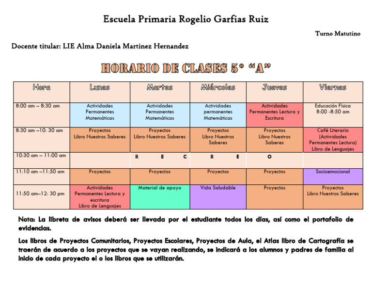 Plan de Clases Escuela Primaria Rogelio Garfias | PDF | Ciencias ...