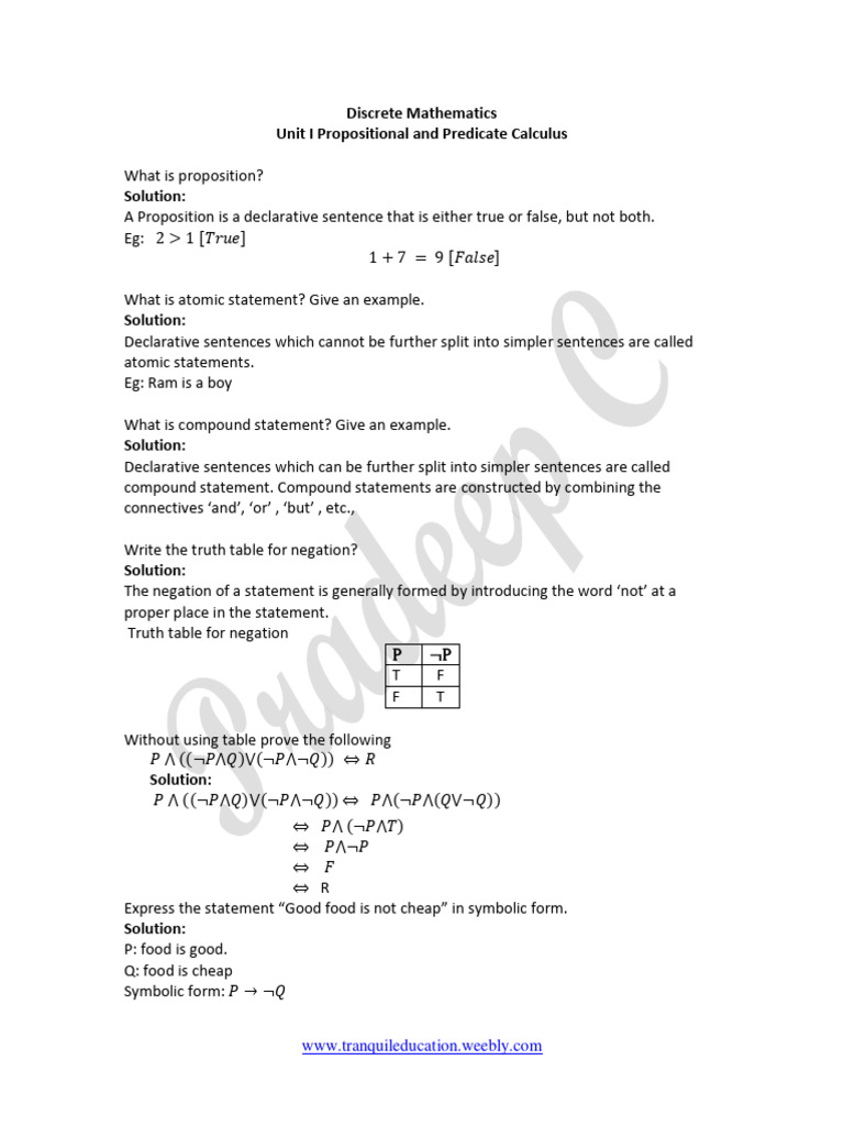 DM Unit I | PDF | Metalogic | Mathematics