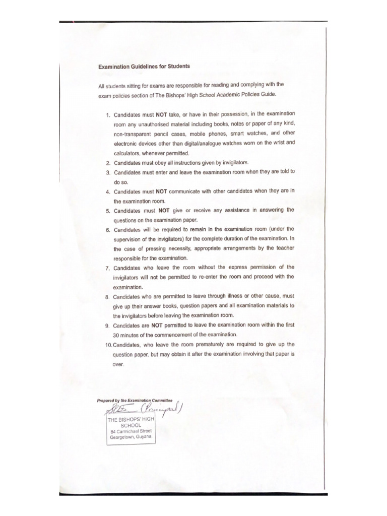 Examination Guidelines For Students | PDF