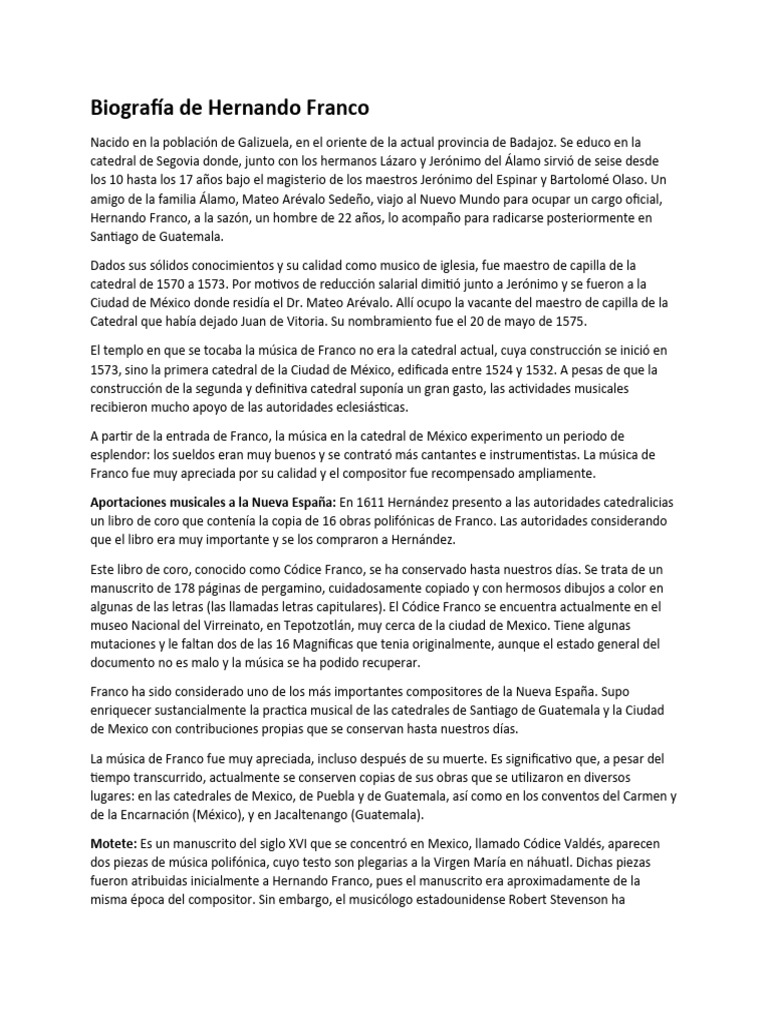 Biografía de Hernando Franco | PDF