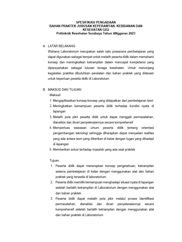 Spesifikasi BHP | PDF