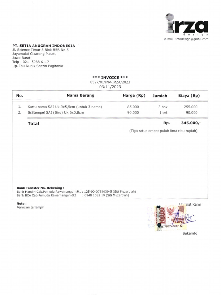 Invoice Kartu Nama001 | PDF