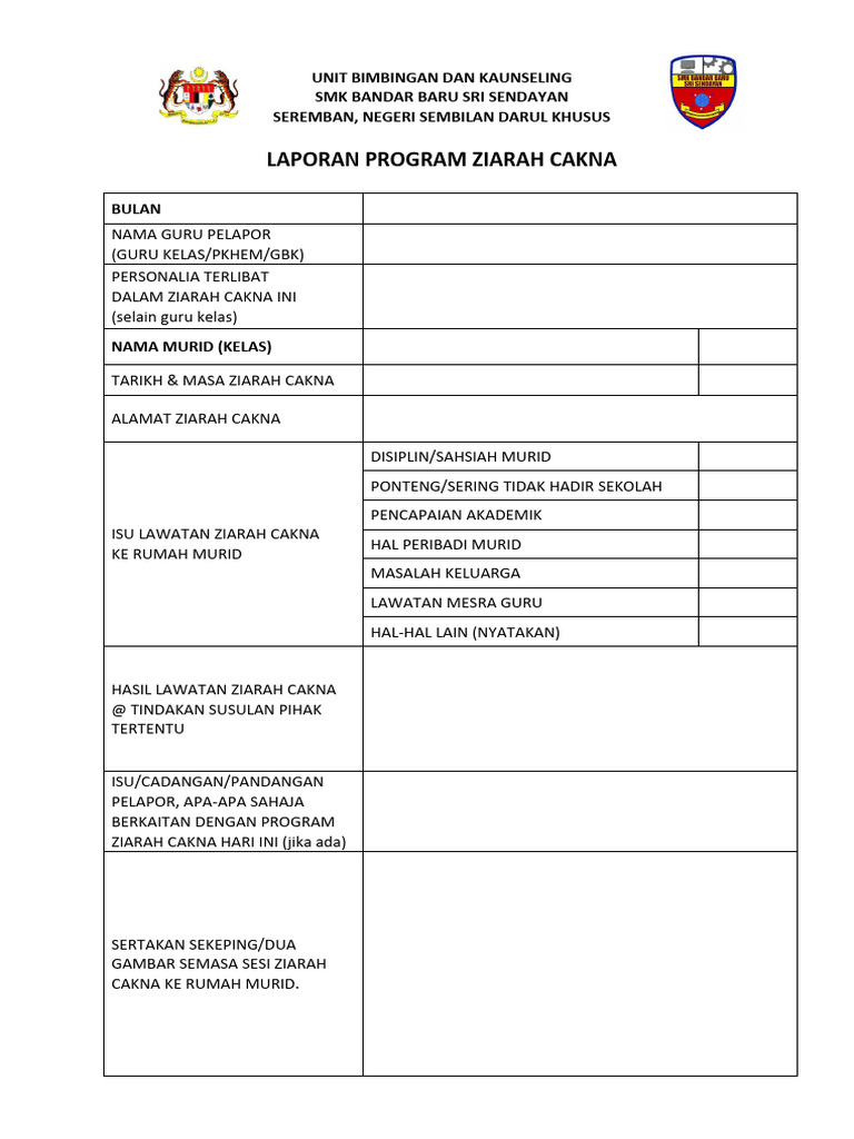 Borang Ziarah Cakna | PDF