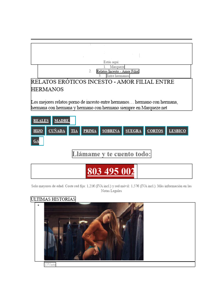 Relatos Eróticos Incesto - Amor Filial Entre Hermanos: Llámame y Te ...