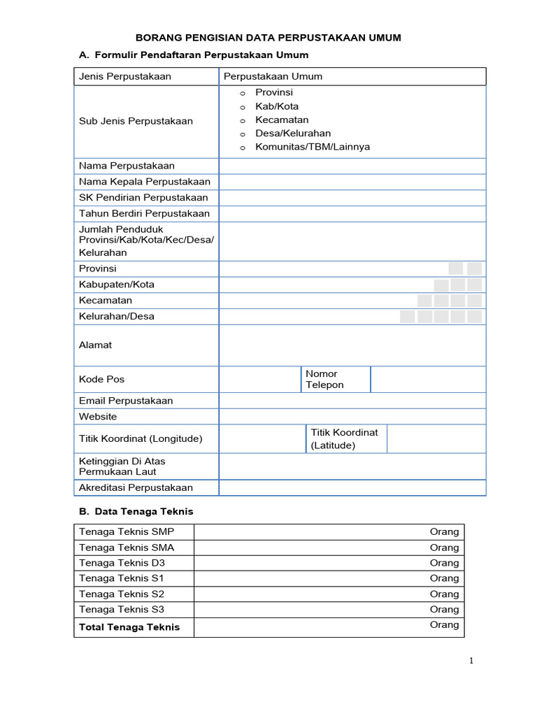 Borang Pengisian Data Umum 2023 | PDF