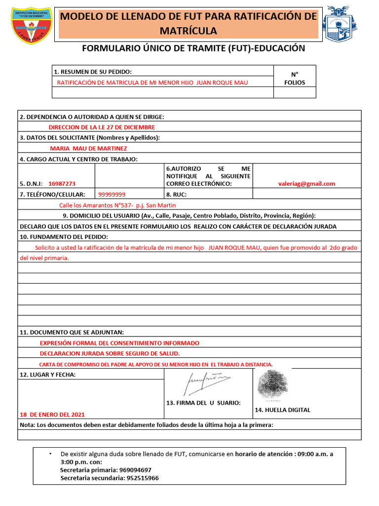 Fut 2021 Ejemplo | PDF