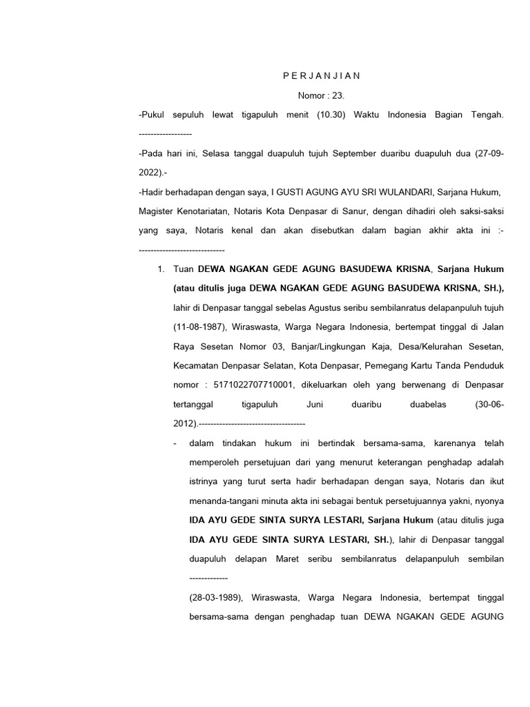 Salinan Tugas Akta PPJB Lunas + Akta Kuasa | PDF