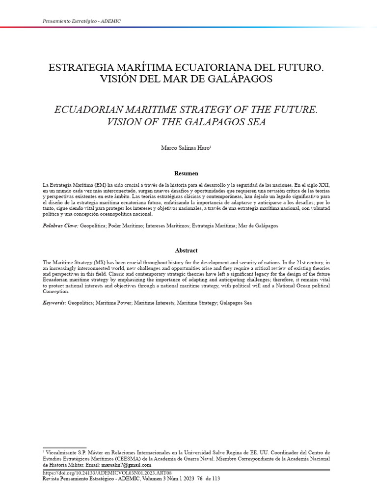 Estrategia Marítima Ecuatoriana Del Futuro. Visión Del Mar de Galápagos-1 | PDF | Ecuador ...
