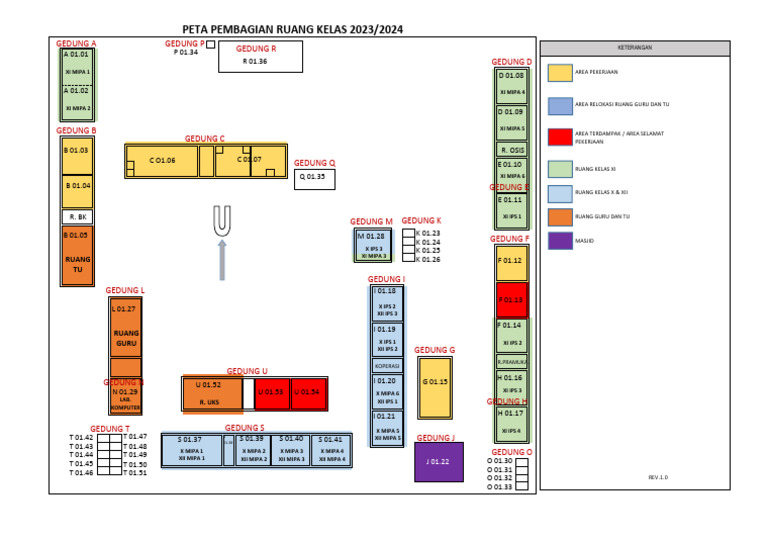 Peta Pembagian Ruang Kelas 2023.2024 r.01 | PDF