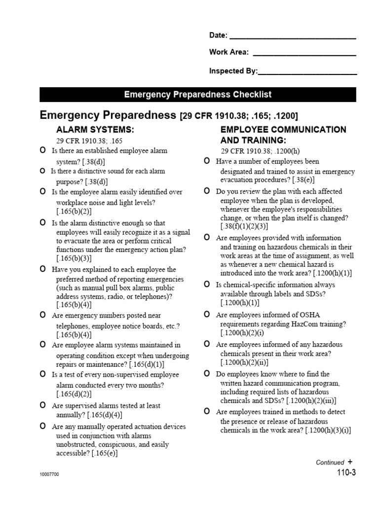 Emergency Preparedness Checklist | PDF | Business | Labor Relations