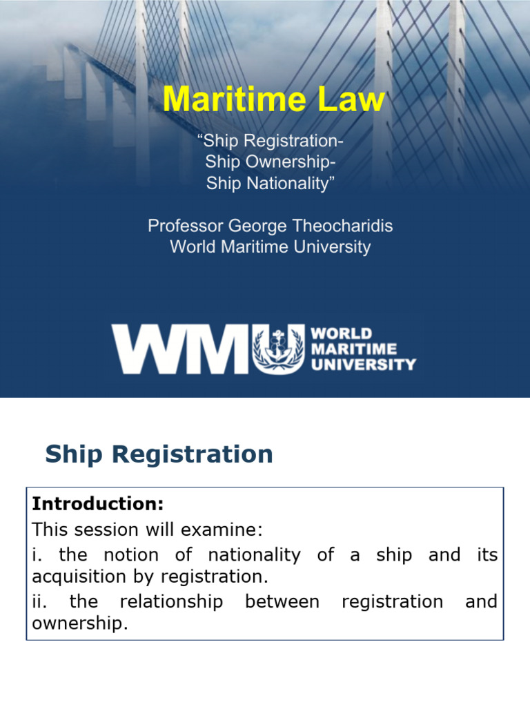 Maritime Law - WMU139 Ship Registration | PDF