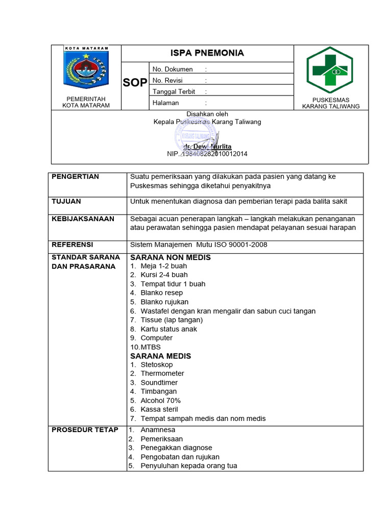 SOP ISPA Pnemonia | PDF | Sains & Matematika