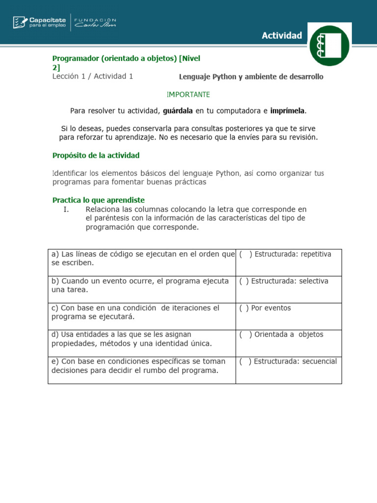 Lenguaje Python y Ambiente de Desarrollo | PDF | Python (lenguaje de ...