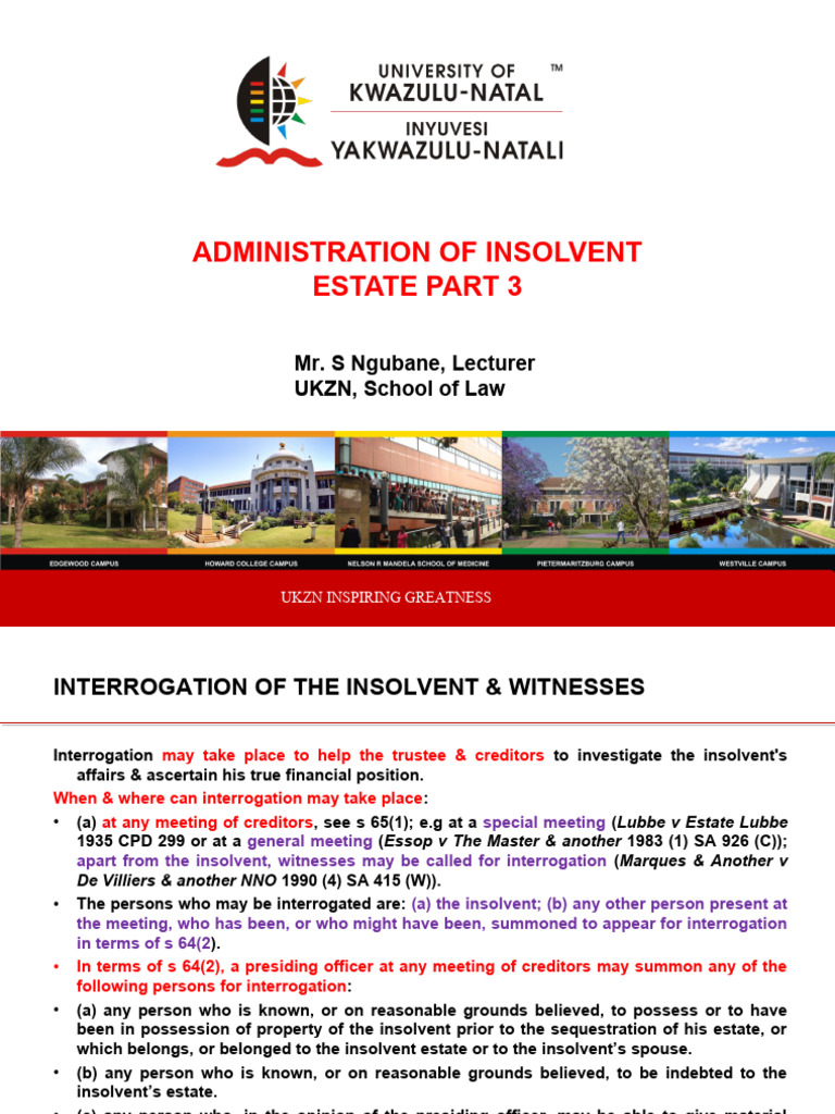 Administration of Insolvent Estate | PDF | Justice | Crime & Violence