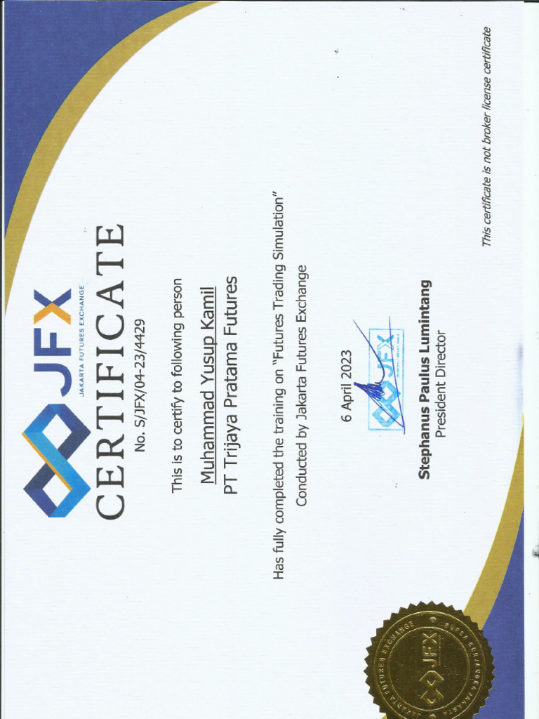 Sertifikat BBJ - Muhammad Yusuf Kamil - 2 | PDF