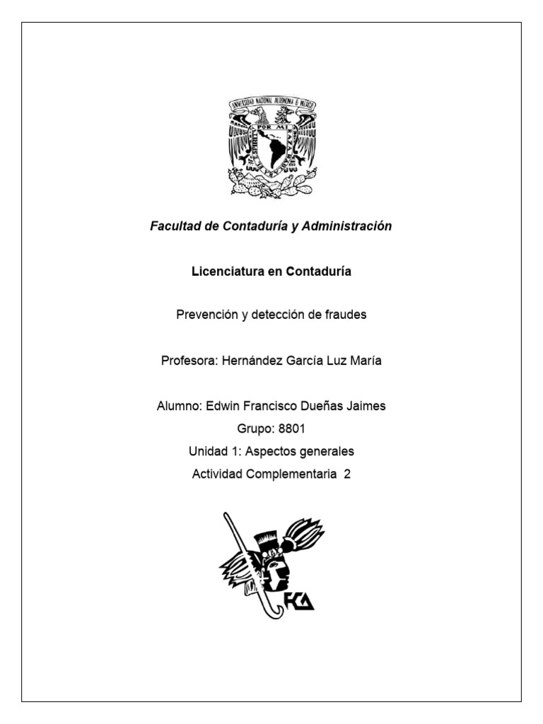 Unidad 1. Actividad Complementaria 2 | PDF | Auditoría | Contador